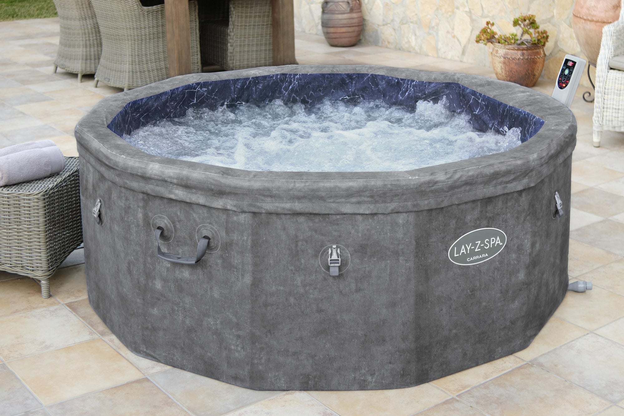 Lay-Z-Spa Carrara AirJet Foam Hot Tub + Free Bundle Worth £100 | Lay-Z ...