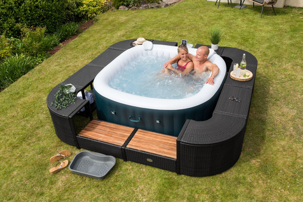 Square Rattan Hot Tub Surround 188cm Black | Lay-Z-Spa UK